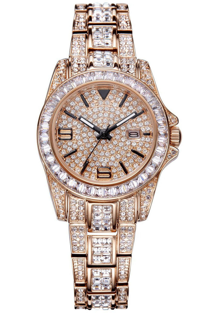 Womens stainless steel iced out watch | Davena – Davena watches